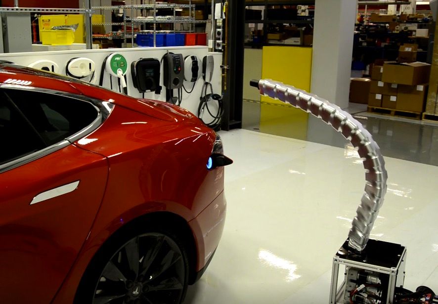 This is what Tesla's disturbing 'solid metal snake' charger looks like