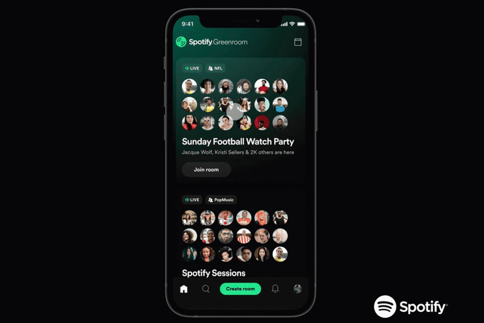 Spotify launches Greenroom, a Clubhouse-like audio app
