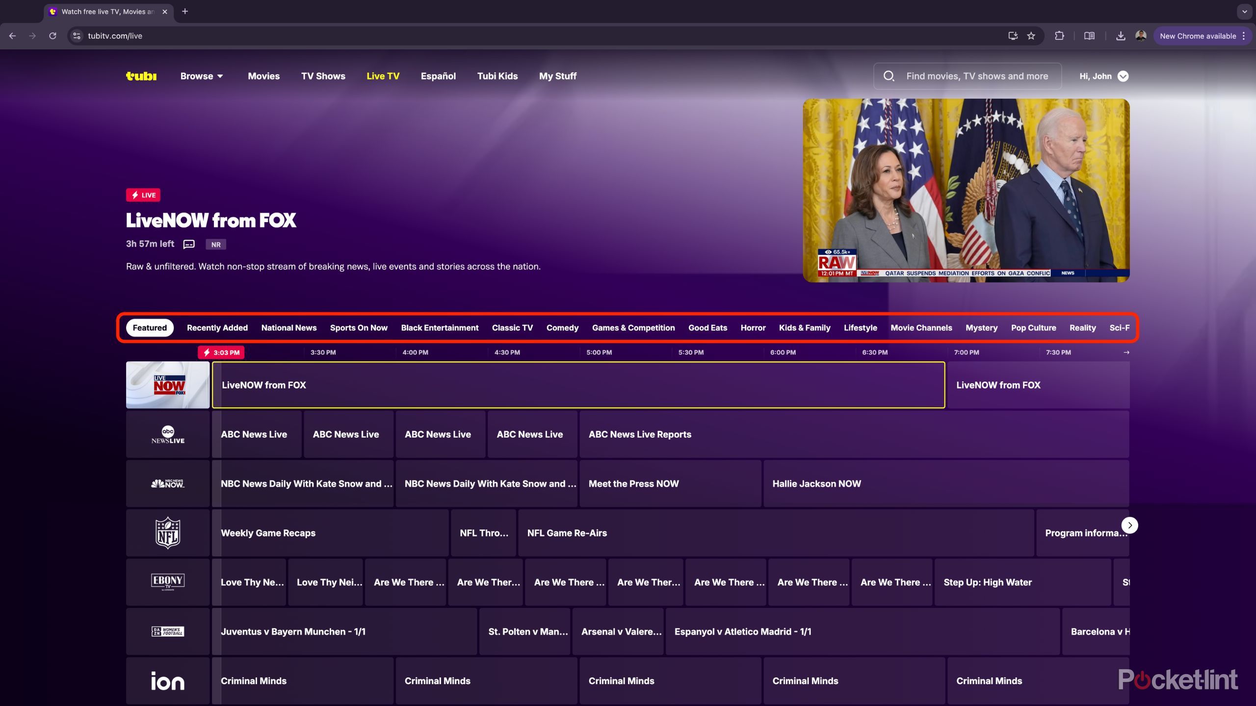 How to access local TV channels on Tubi