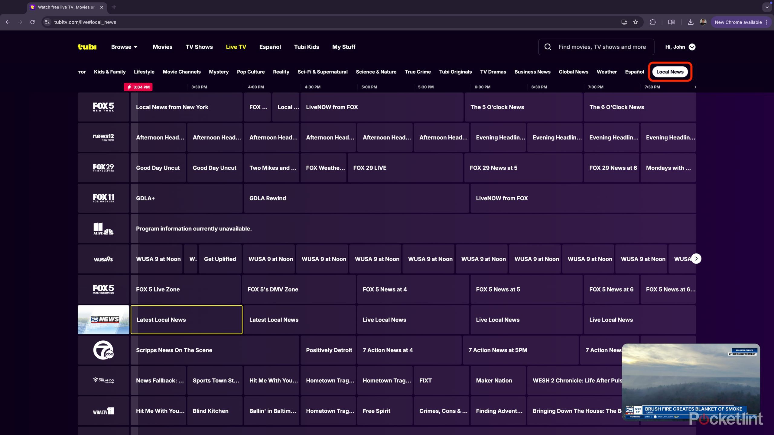 How to access local TV channels on Tubi